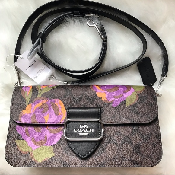 Coach | Bags | Coach Morgan Shoulder Bag In Signature Canvas With Rose ...